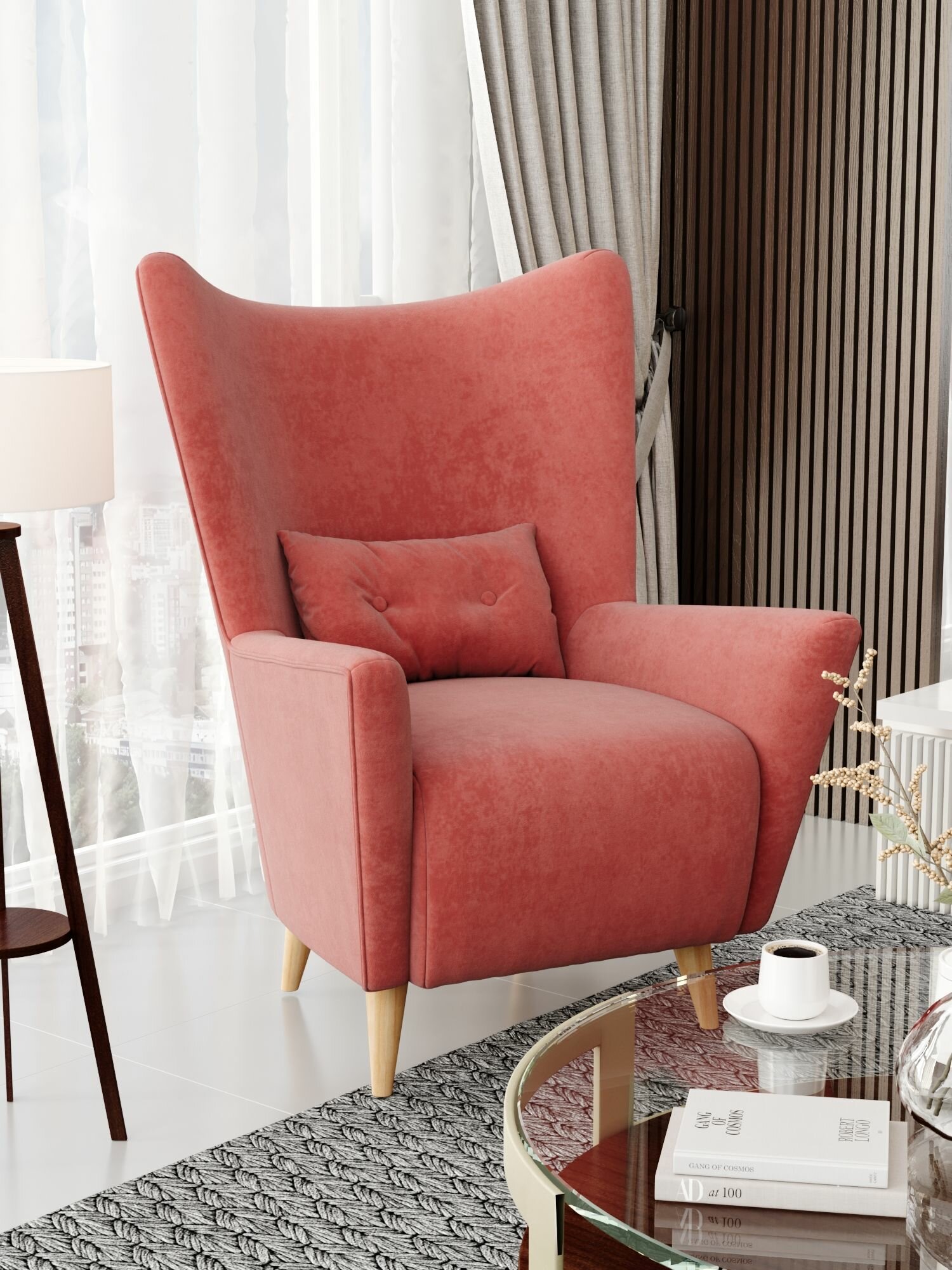 Кресло мягкое для дома, отдыха в гостиной Грейс от W&B, премиум велюр золотой