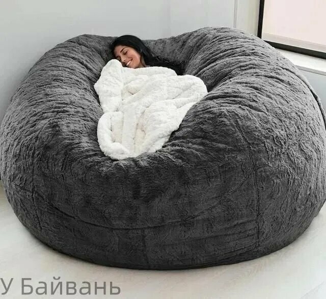 Кресло-мешок Диван, Замша искусственная, Оксфорд 600, Размер XXXL, серый