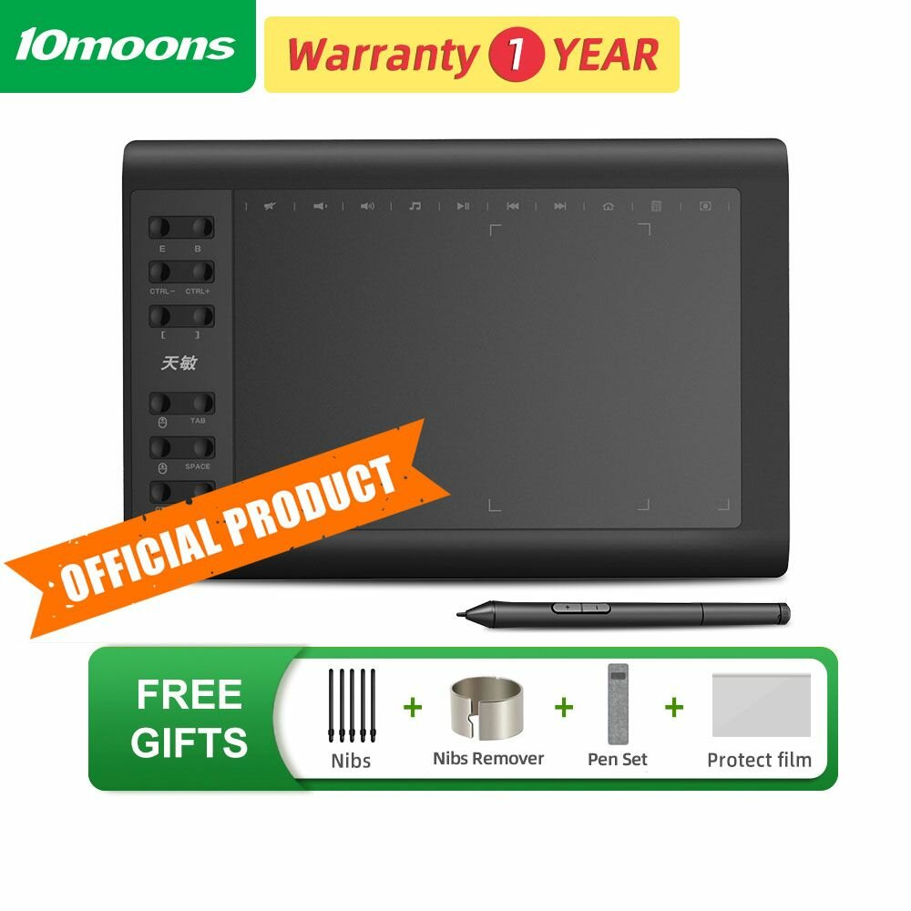 10moons Графический планшет 10moons G10, формат A4, черный