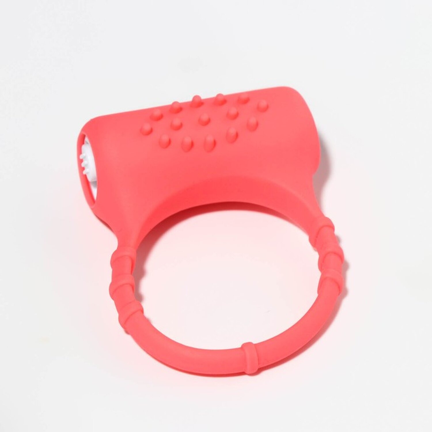 Эрекционное кольцо с вибрацией и клиторальной стимуляцией, силикон, d=3.2 см, красное 761