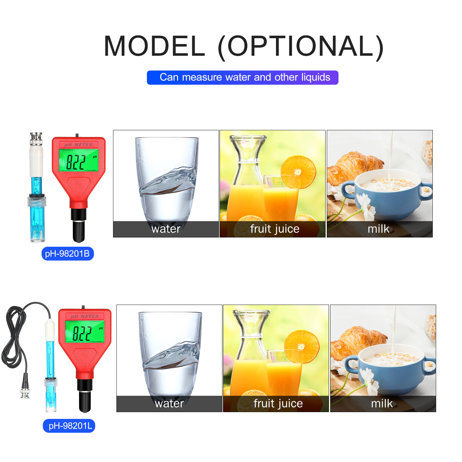 PH-метр 0-14 pH, диапазон измерения, тестер качества воды, 1,5-дюймовый ЖК-дисплей, pH-ручка с зеленой подсветкой для воды, пивоварения, соусов, аквакультуры, лаборатории