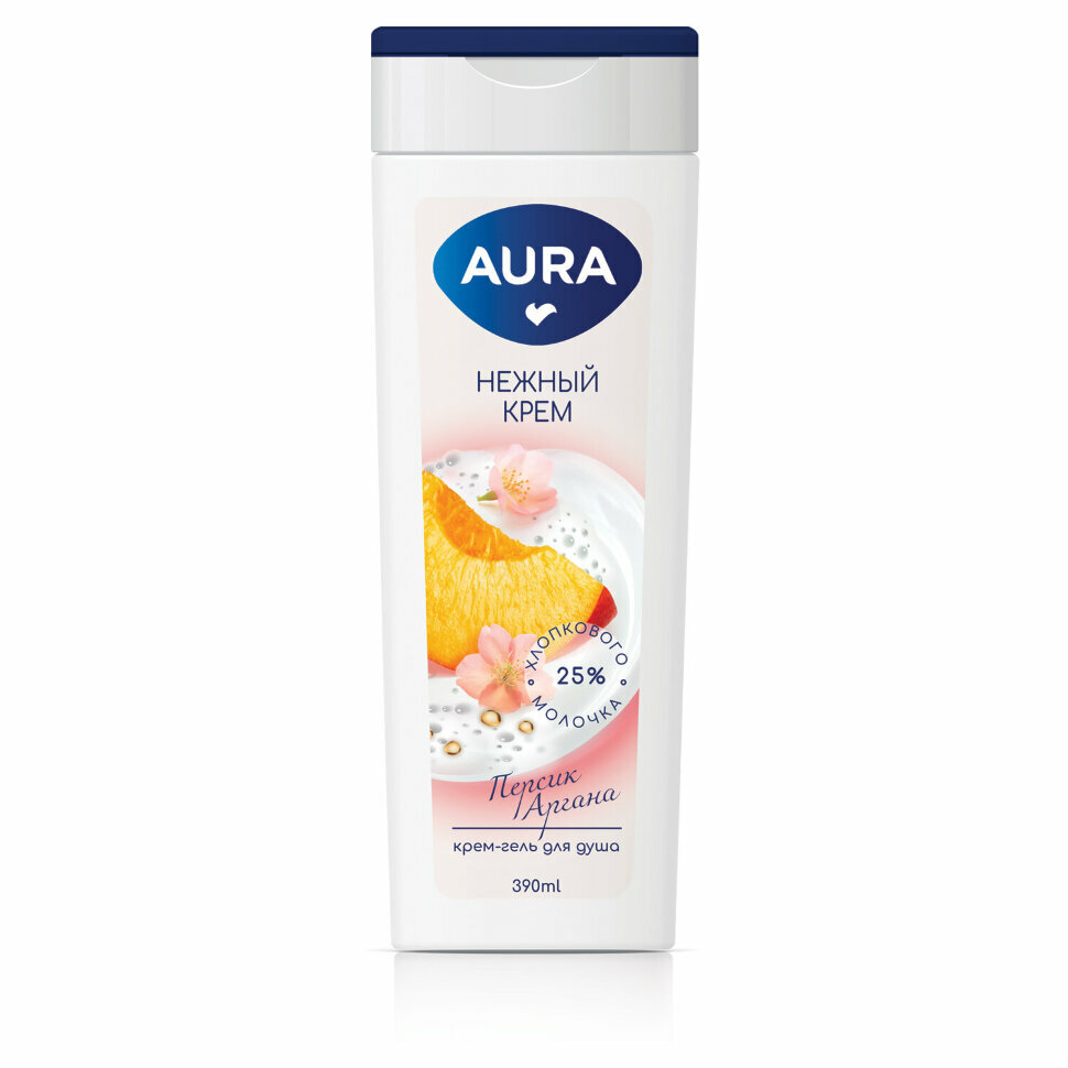 Крем-гель для душа 390 мл, AURA "Нежный крем", 14340, 702047