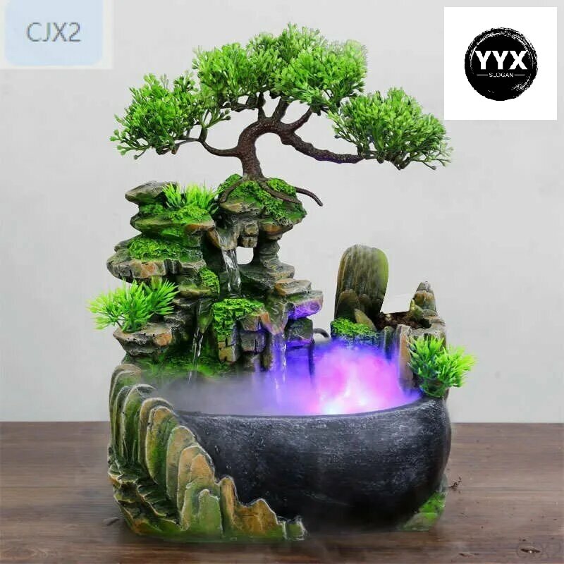 Будет образовываться туман Фонтан для дома,20*28*15cm，Поделки из смолы，Небольшие рокарии и украшения из струящейся воды