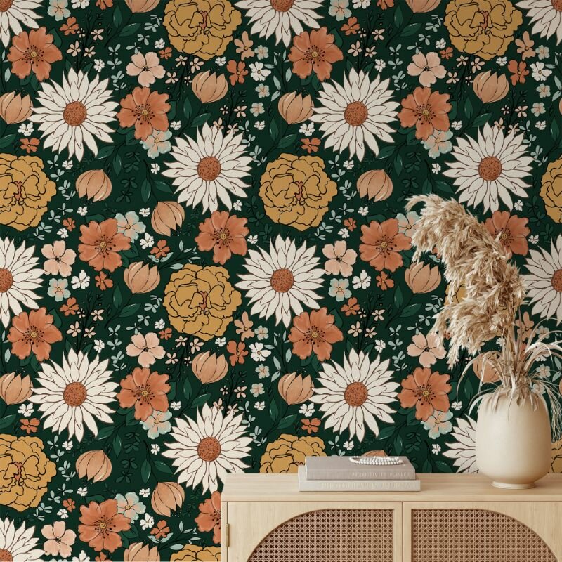 Самоклеящиеся обои с цветочным рисунком в стиле ретро для мебели, кухни и стен, 0,45х3м
