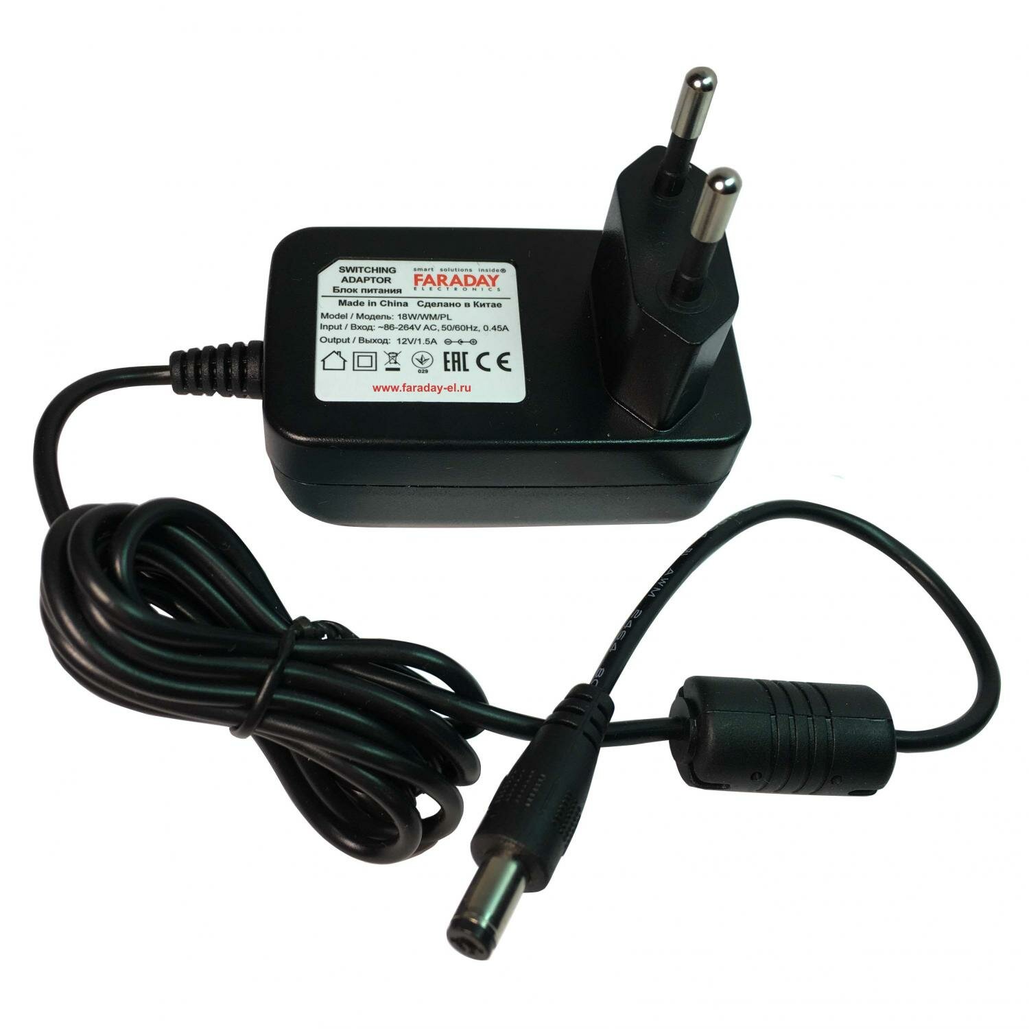 18W/WM/PL Блок питания 12 В 1,5А. С розеткой 220В и DC разъемом