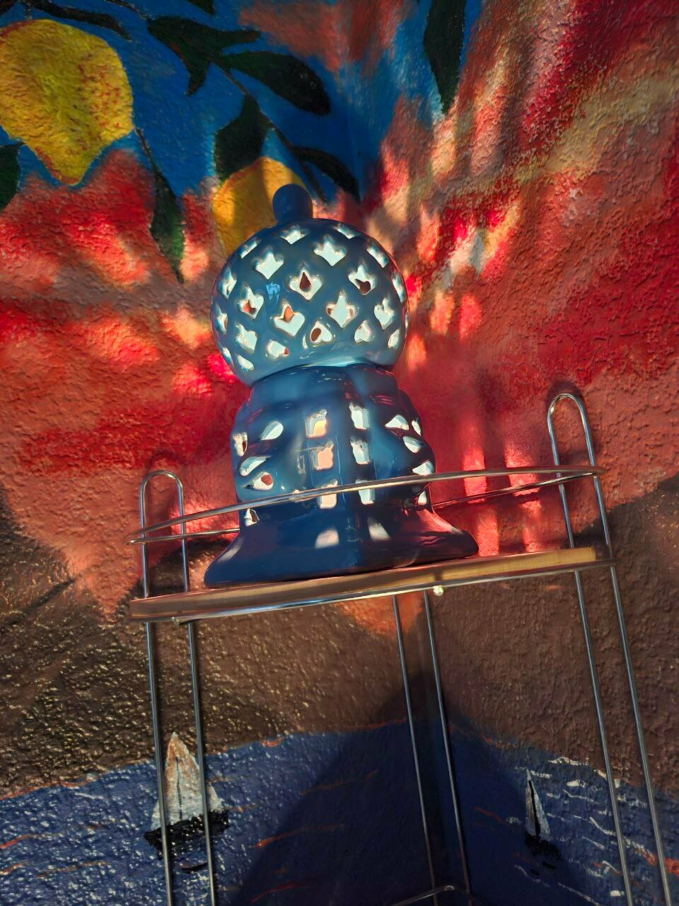 Подсвечник ручной работы, керамика, настольный декоративный, голубой