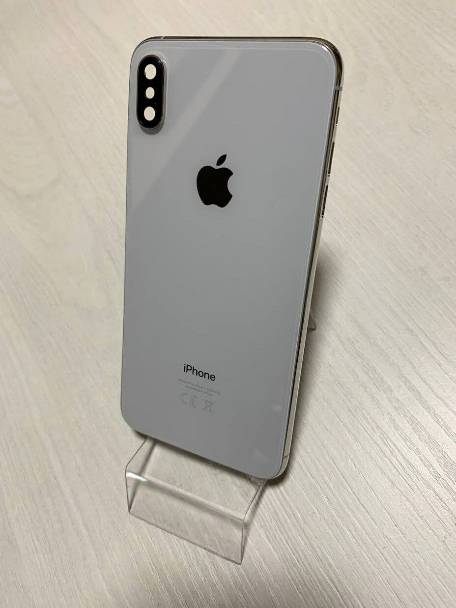 Корпус для IPhone XS Max белый (SILVER), комплект кнопок, сим-лоток