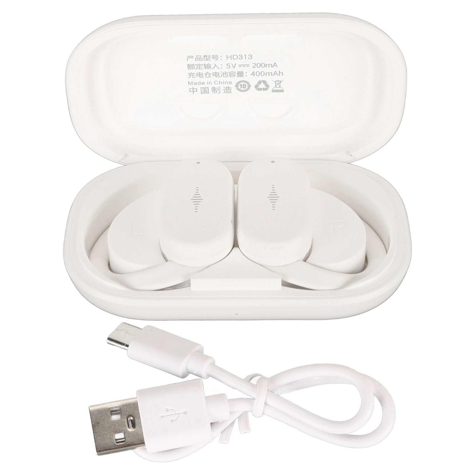 Наушники-переводчики Bluetooth 5.3, 74 языка, 70 акцентов, 4 режима, с приложением, белые.