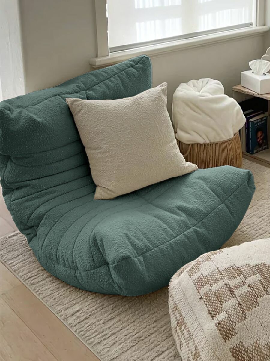 Бескаркасное дизайнерское кресло для отдыха дома aLounge - Acoustic Sofa - Pepper Mint (букле, серо-зеленый)