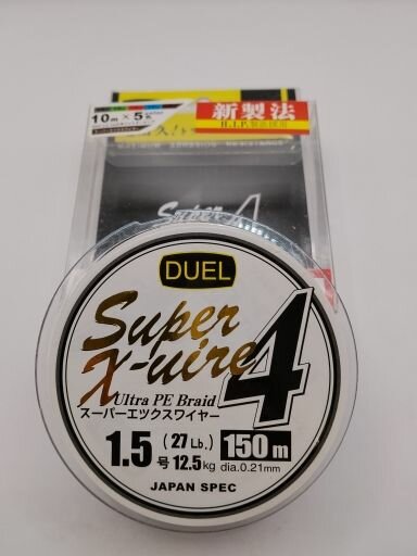Плетеный шнур для рыбалки Duel Super X-Wire 4, 150м. #1.5 27lb 12.5 кг, для спиннинга и фидера