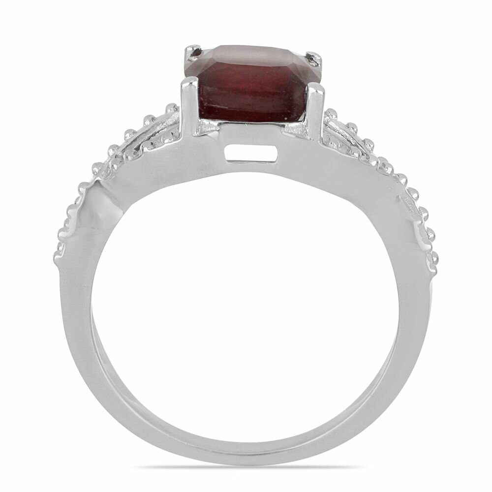 Кольцо тонкое, серебро, 925 проба, родирование, рубин