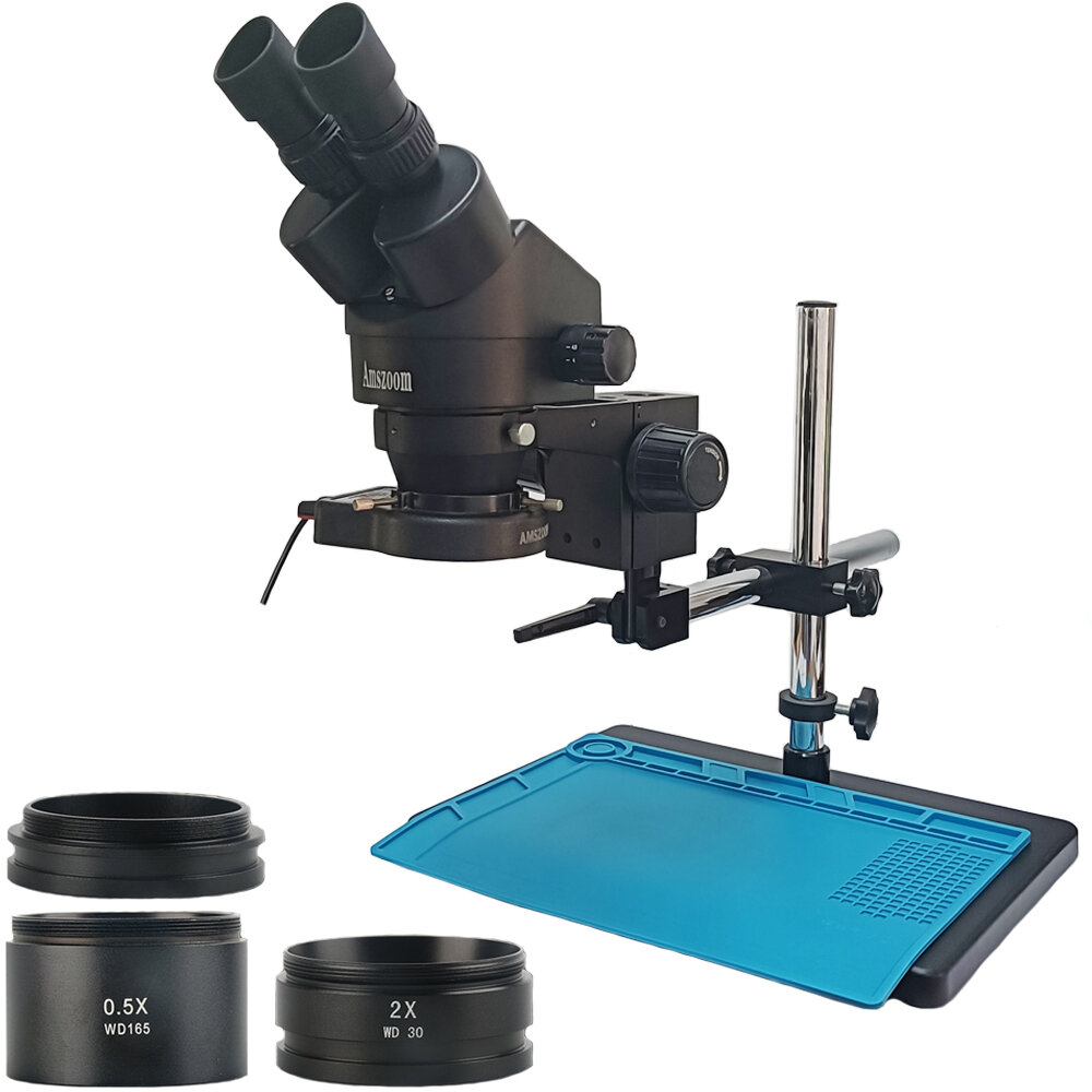 3.5X-90X Dual Arm support Industrial Binocular Stereo Microscope 56 Adjustable LED Lights Professional Phone Soldering Repair