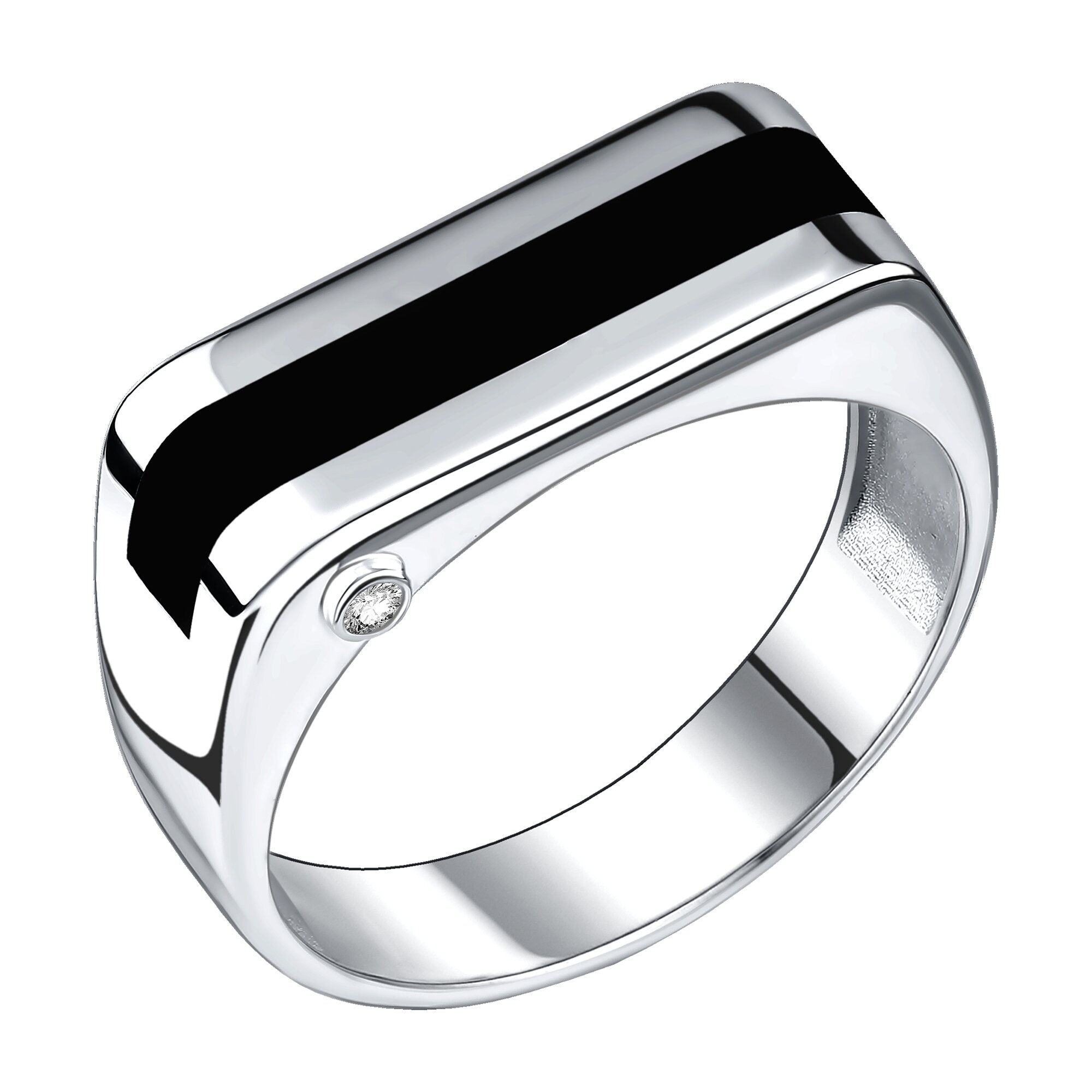 Кольцо, серебро, 925 проба, родирование, фианит, эмаль