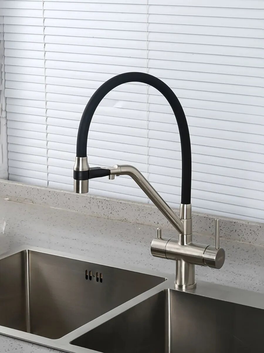 Смеситель для кухни гибкий излив с фильтром для воды Gappo G4398-85