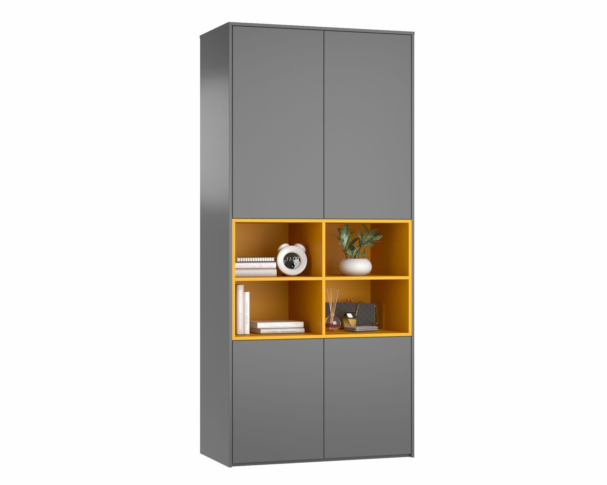 Шкаф распашной для одежды "Рокки 9" 100х220х52 Серый графит / Солнечный свет