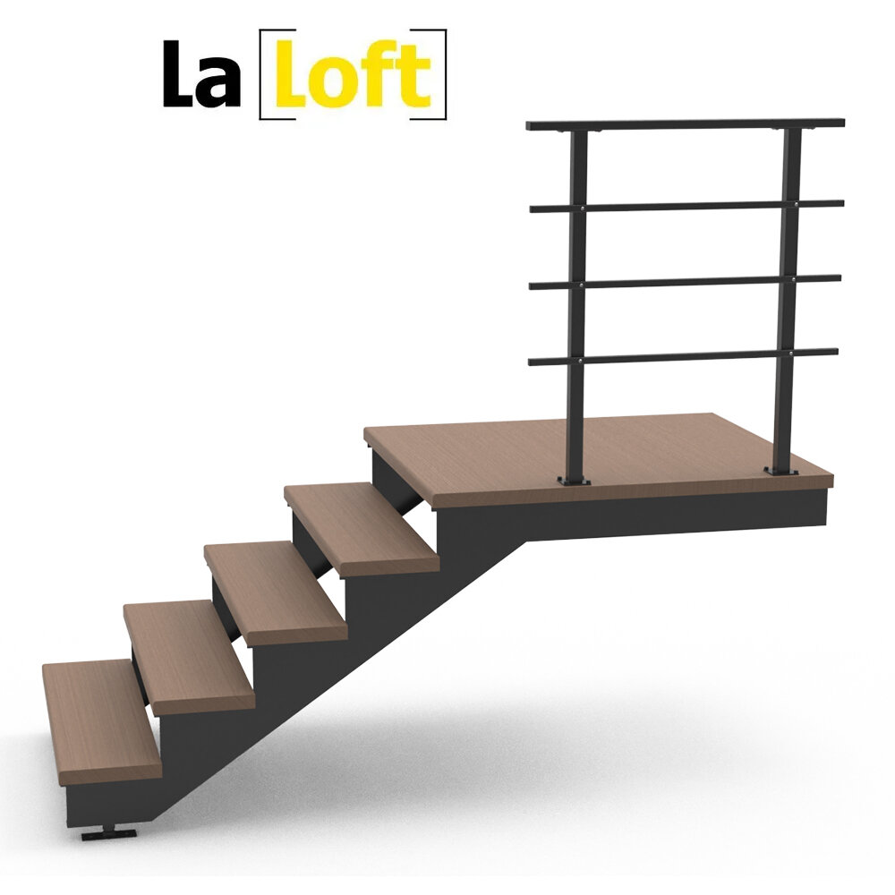 Перила прямые для площадки крыльца "Портик" (одна сторона)