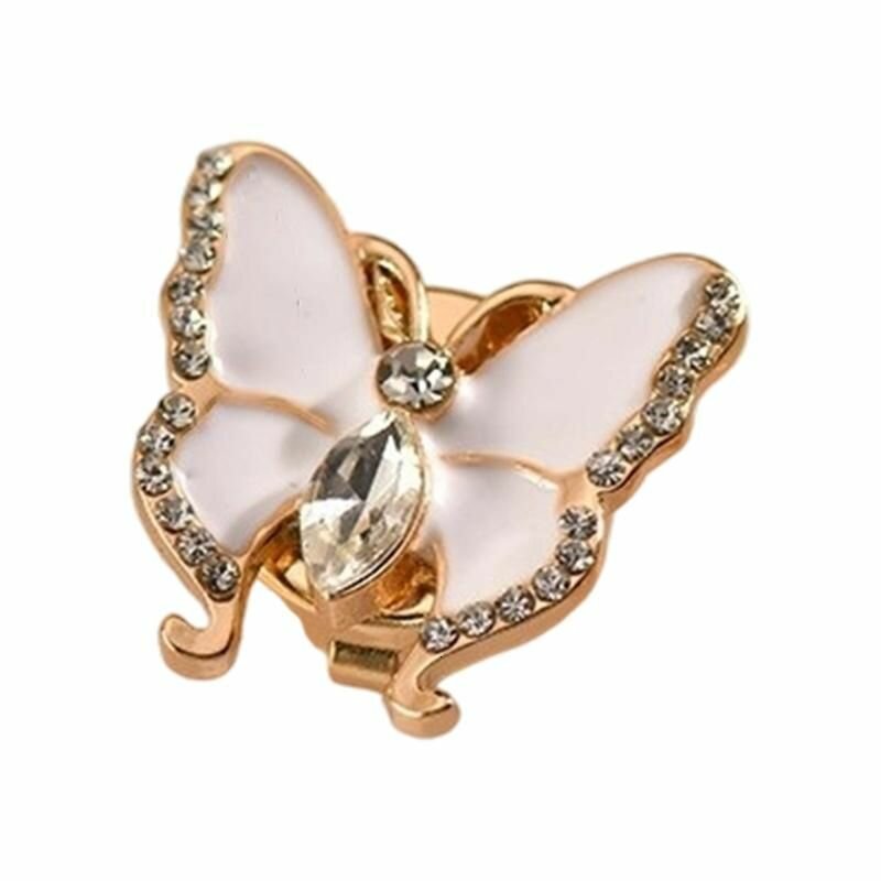 Трехмерные бабочки-запонки с кристаллами, Золотисто-белый