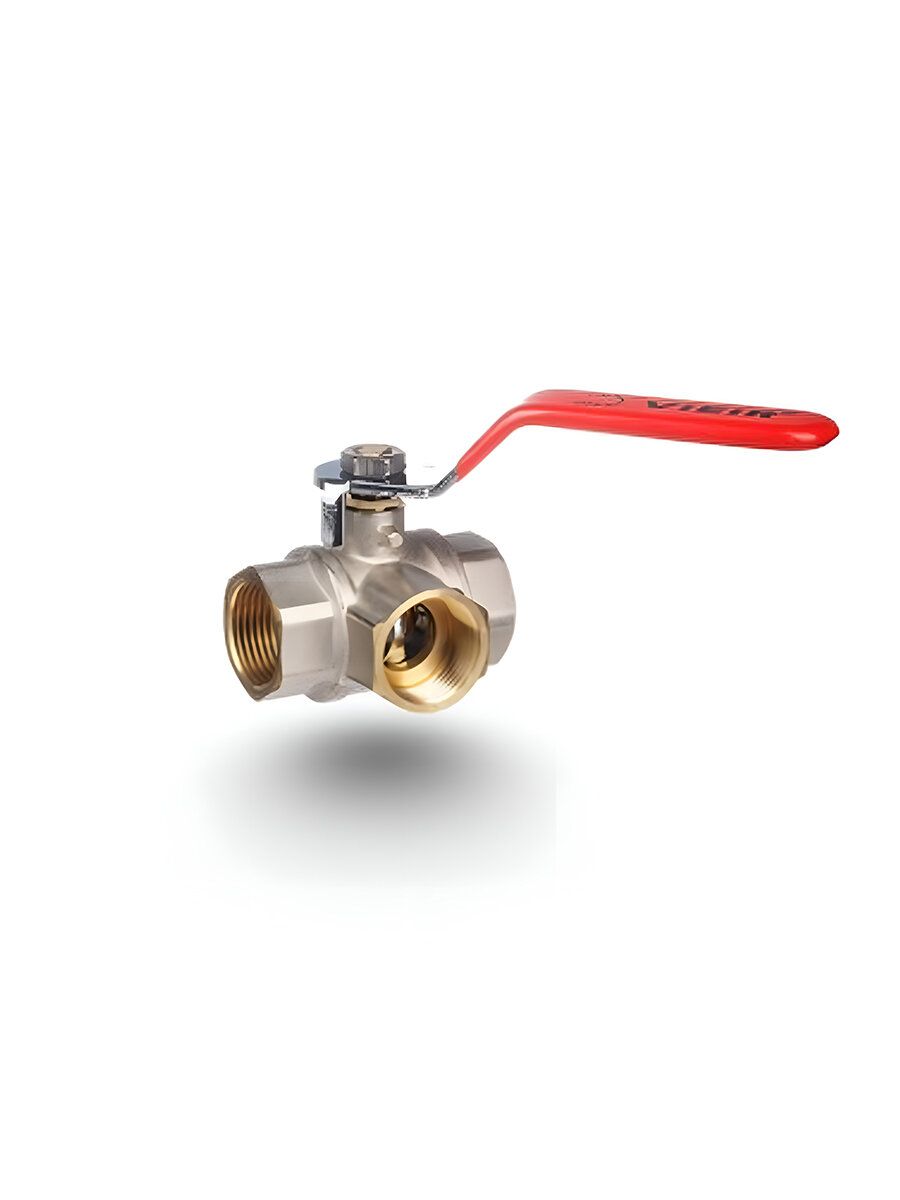 Шаровой кран VIEIR GL194, трехходовой, никелированная латунь, Ду 25, Ру 40