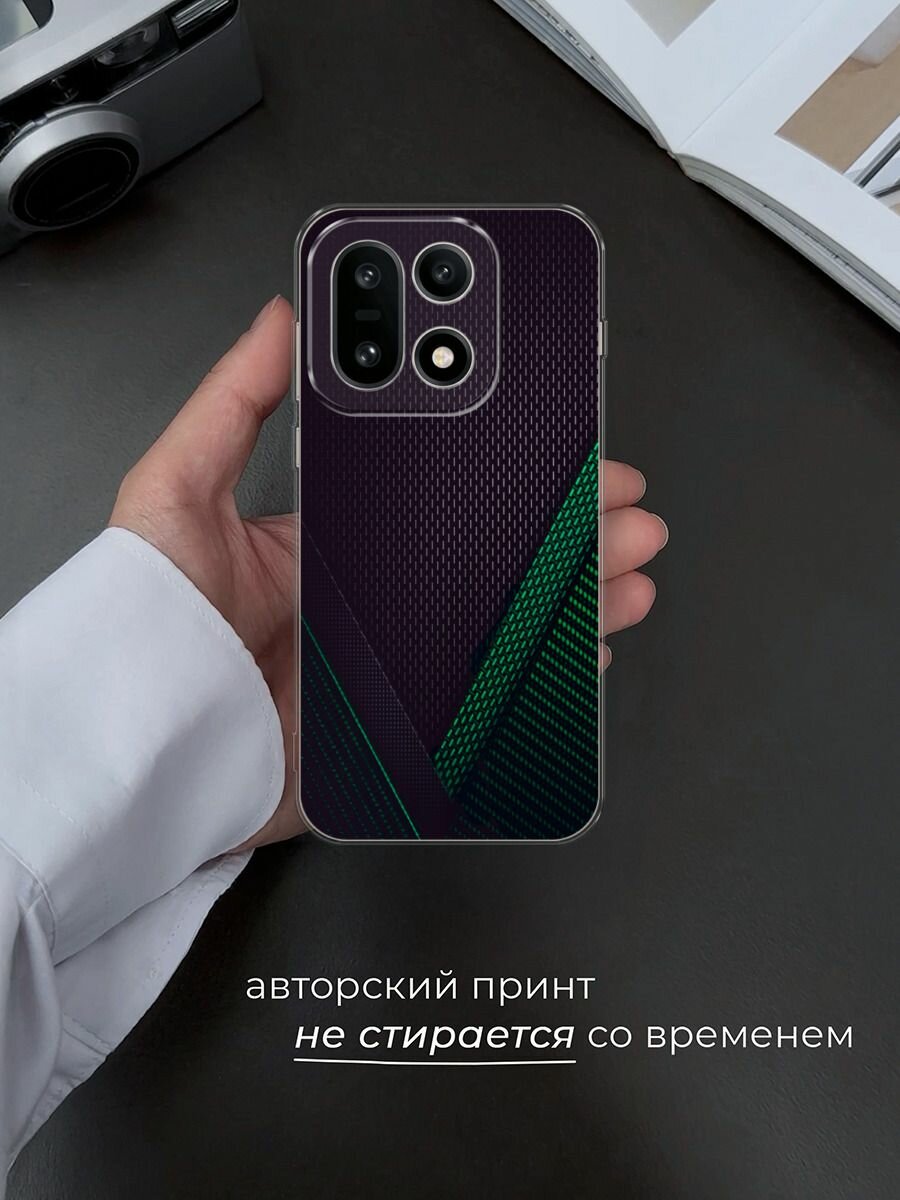 Силиконовый чехол на OnePlus 15 / Ван Плас 15 с принтом Зеленый карбон — фото 1