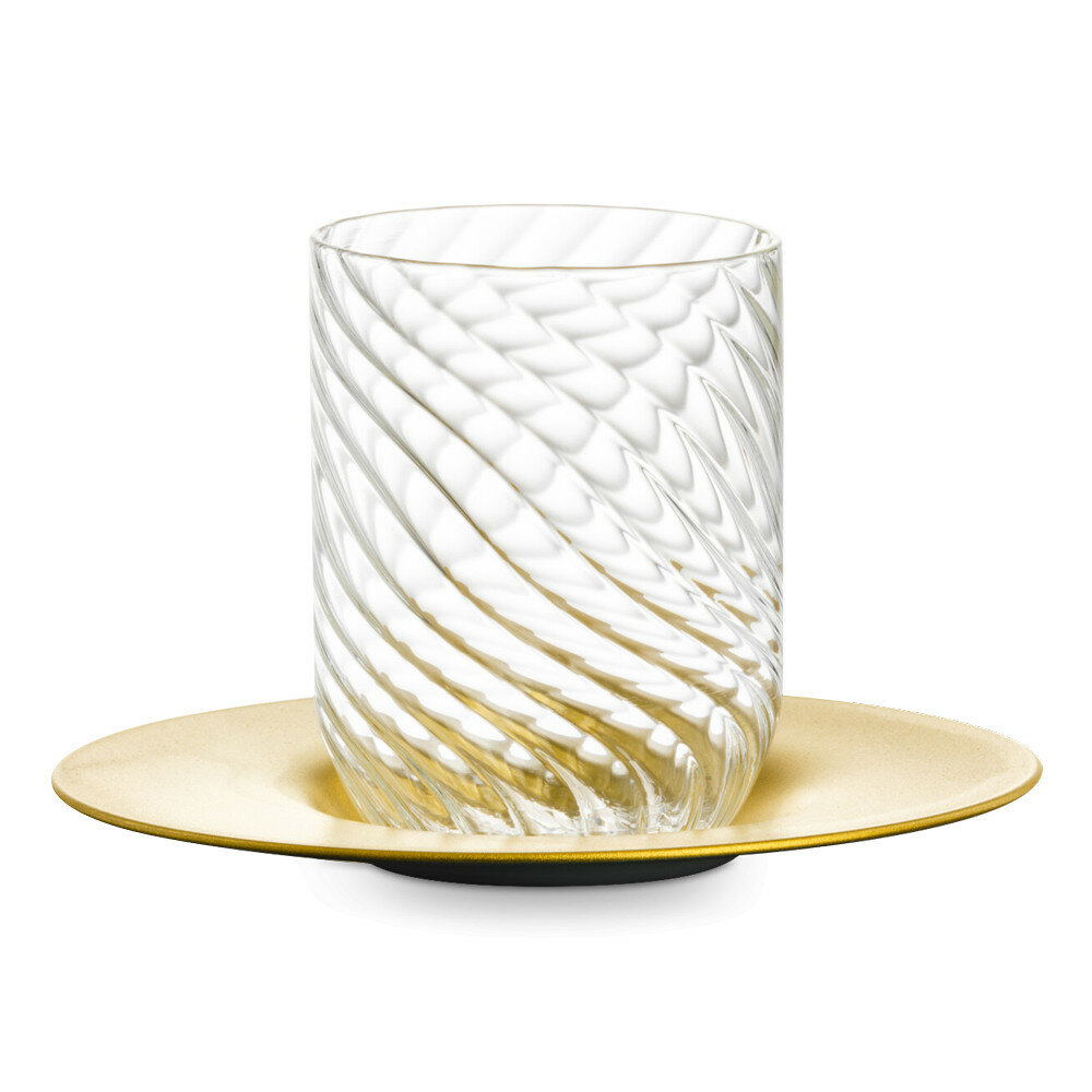 Пара кофейная для капучино, 270 мл, хрустальное стекло, цвет декора - золотой 78913311 Twist