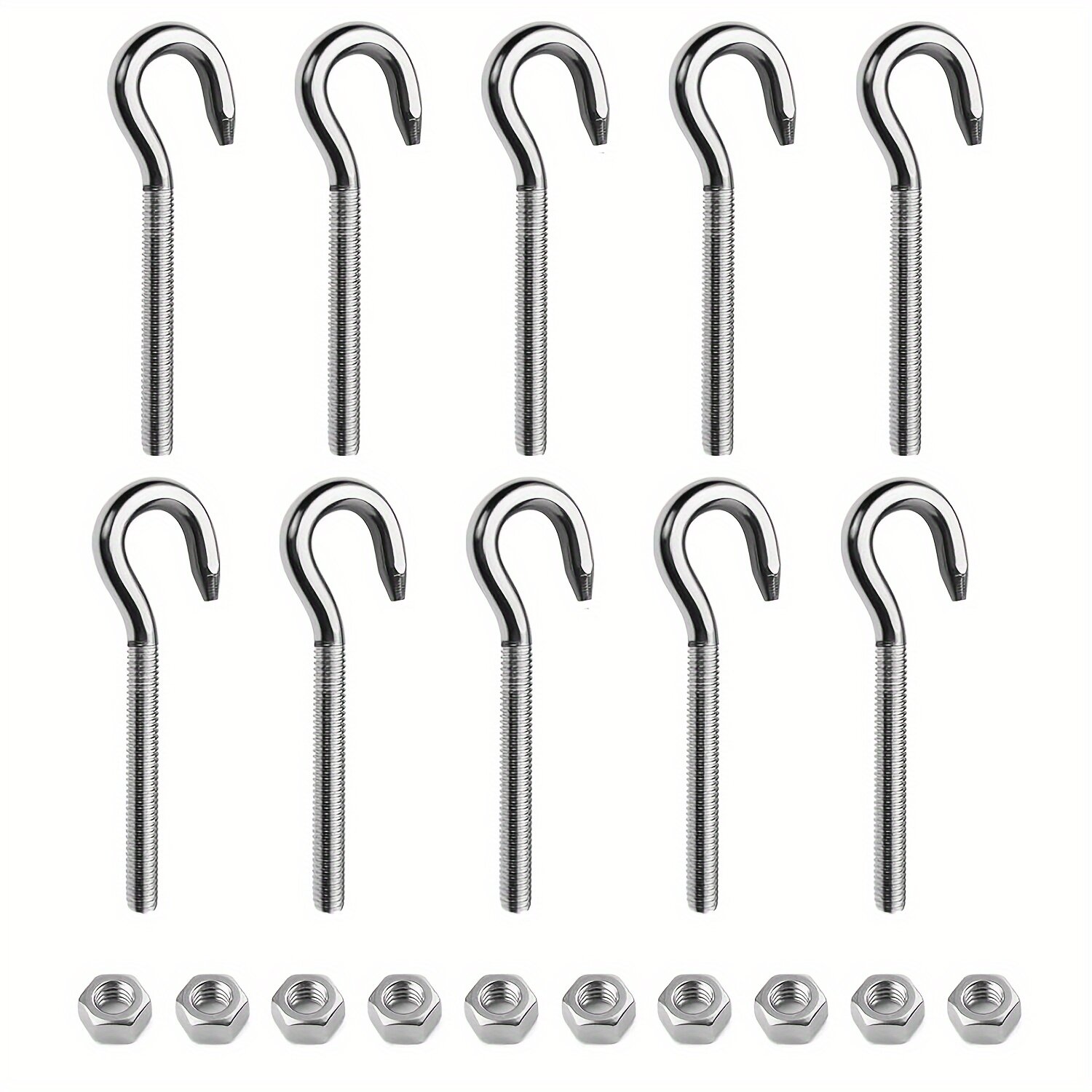10 болтов-зацепов M6 с 10 гайками, крючки для затяжки: настенные, потолочные крючки