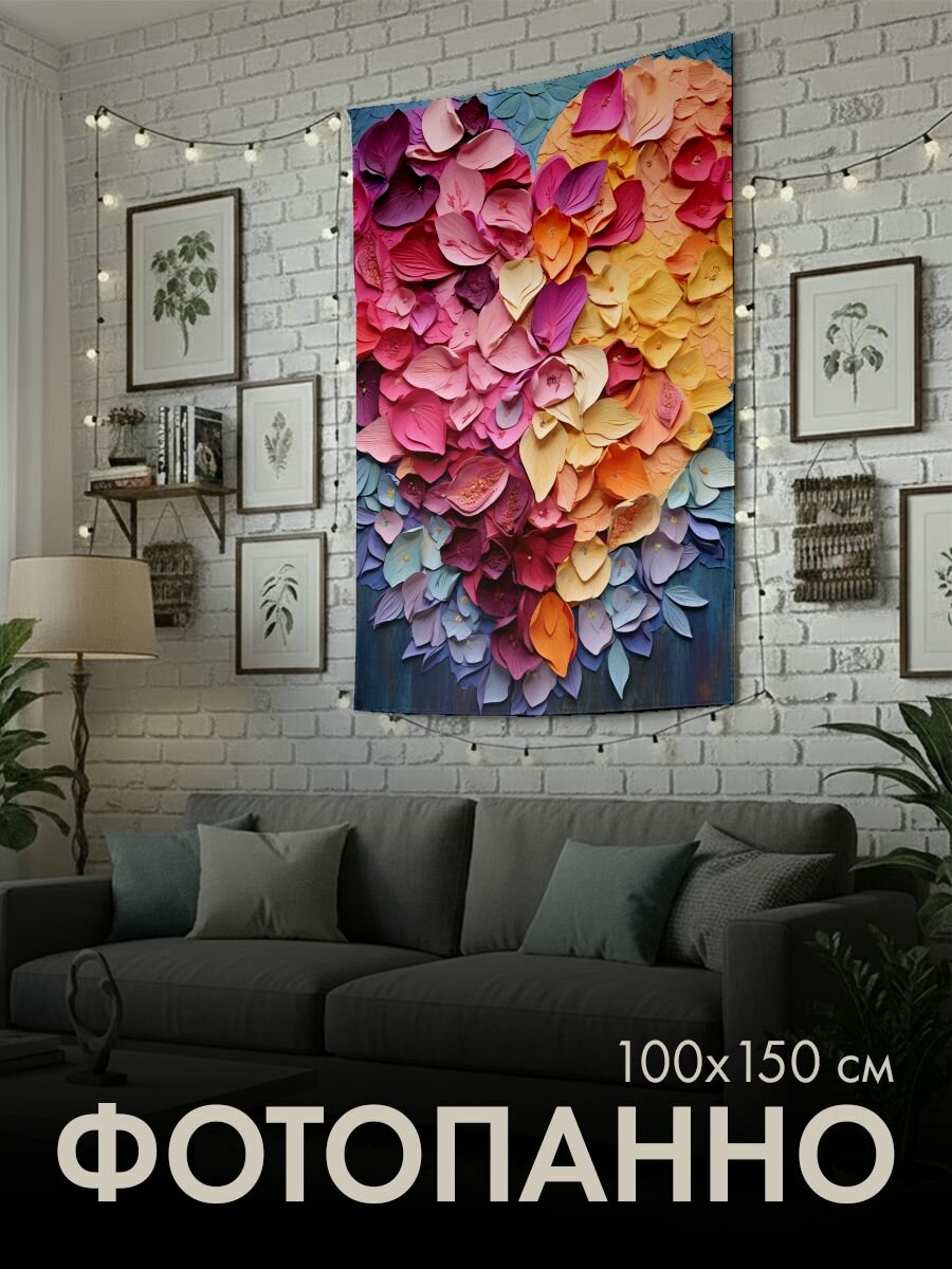 Панно тканевое PrintyFull / 100x150 см / мозаика, сердце