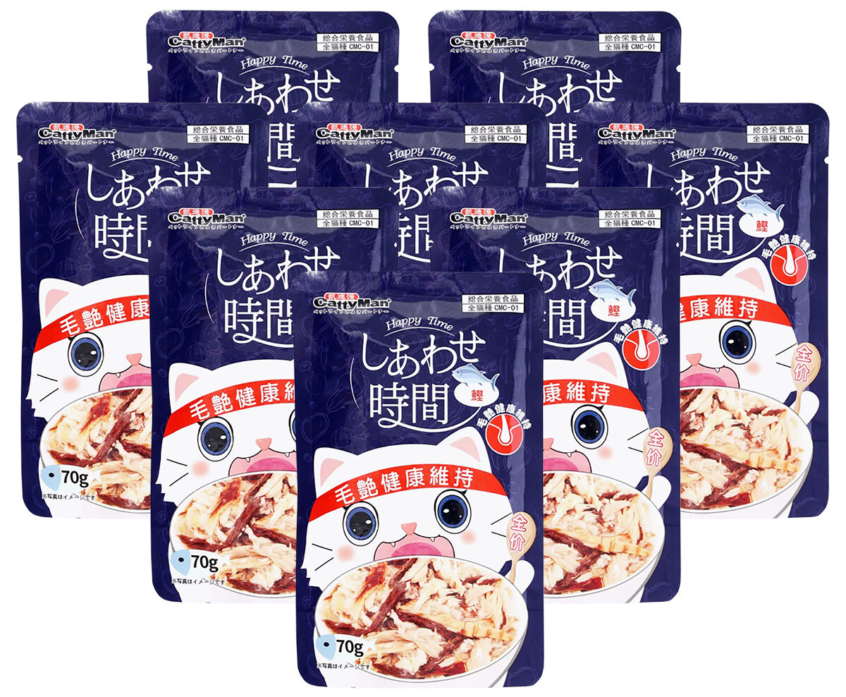 Корм влажный Cattyman Момент Счастья для кошек для здоровья глаз и красоты шерсти, тихоокеанский тунец, 70 г х 8 шт