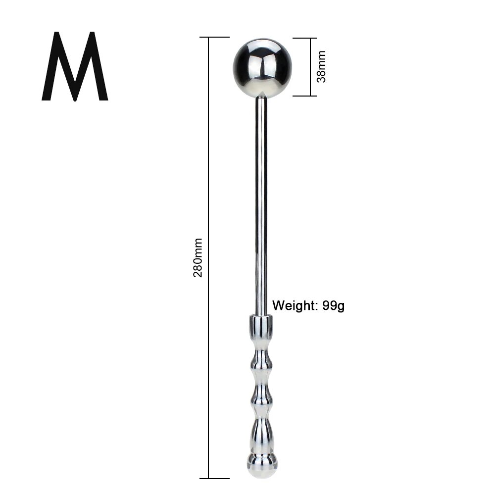 Металлическая анальная пробка, шарики, стимуляция точки G, длинная палочка, массажер простаты, M