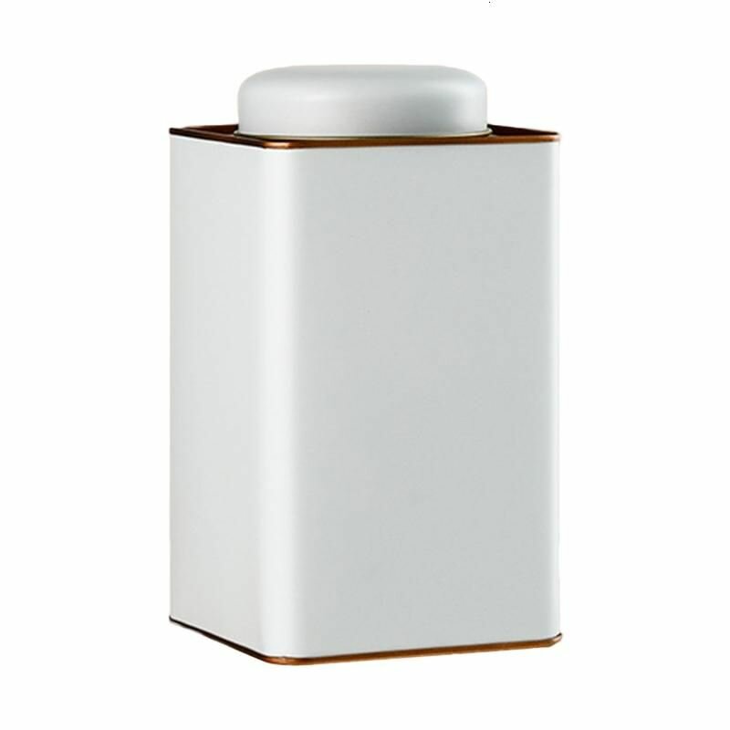 Металлическая жестяная коробка для чая, - Высокий белый