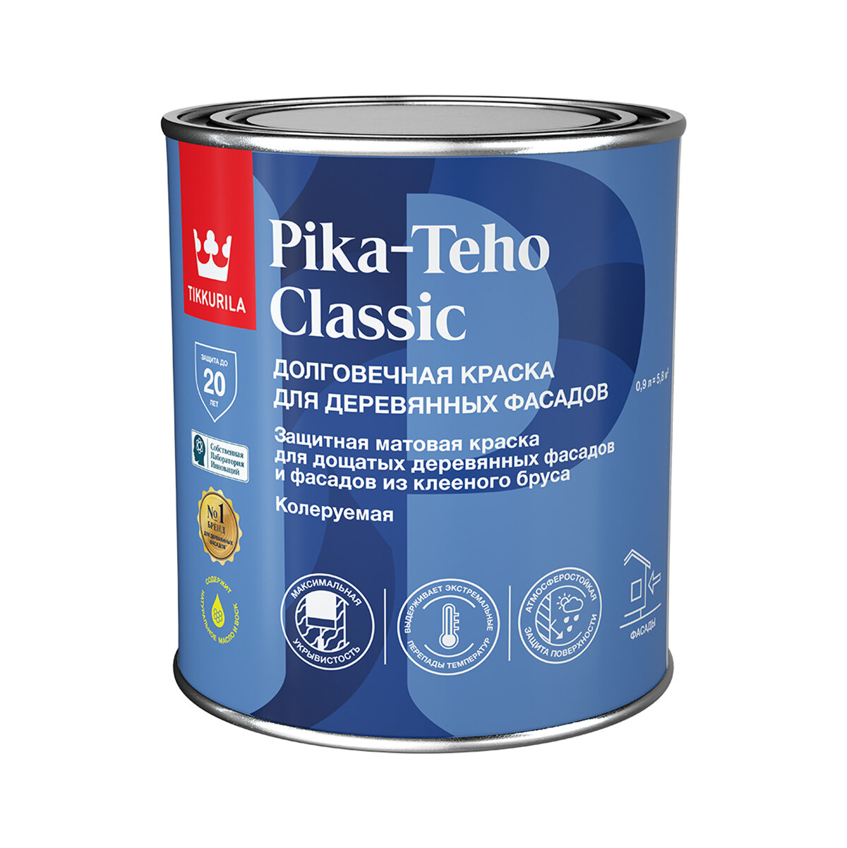 Краска для деревянных фасадов Tikkurila PIKA-TEHO CLASSIC, база С, 0.9 л, матовая