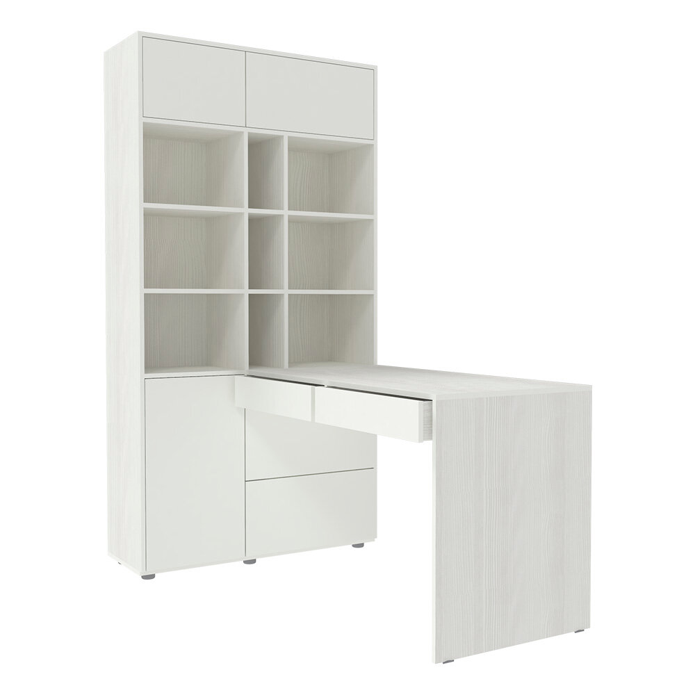 Стол письменный со стеллажом 1000 Белое Дерево Белый