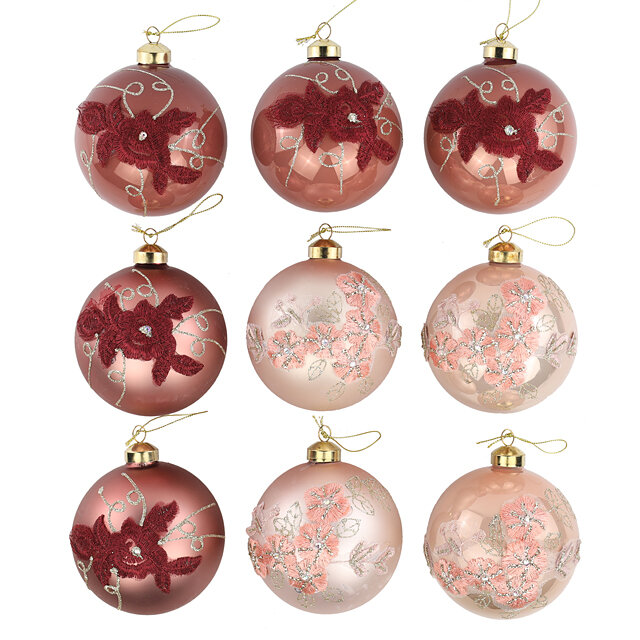 Набор стеклянных елочных шаров Nicolette Dream 10 см, 9 шт, Koopman, ABT620130-набор