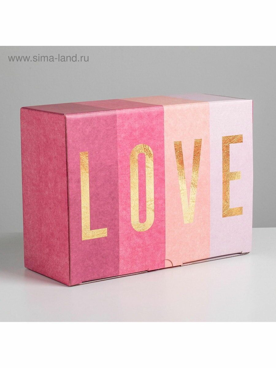 Коробка подарочная сборная, упаковка, "Любовь", 26x19x10 см, вид: коробки-пеналы