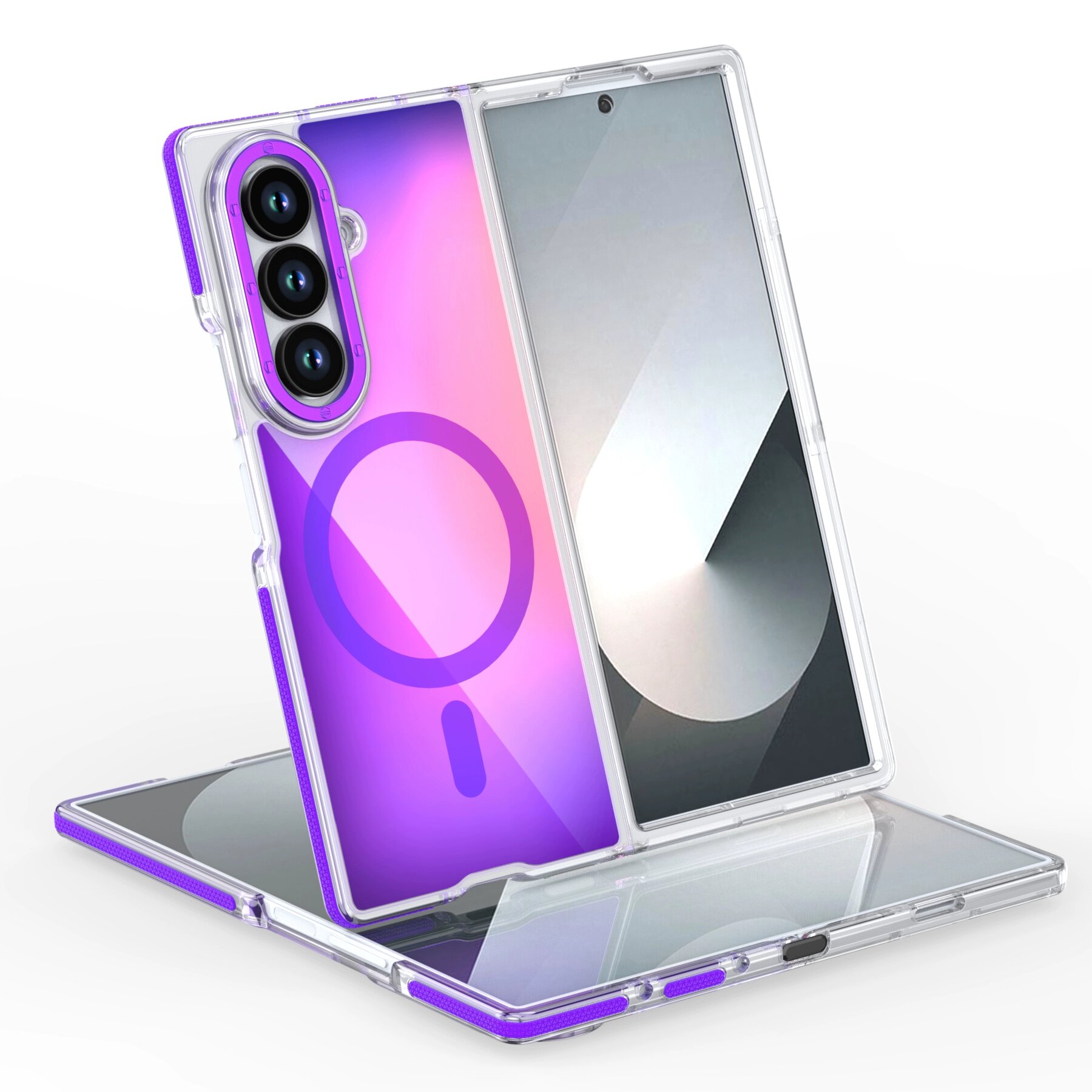 Чехол для Galaxy Z Fold7 с градиентным фиолетовым цветом и встроенным MagSafe, ультратонкая защита для Fold 7