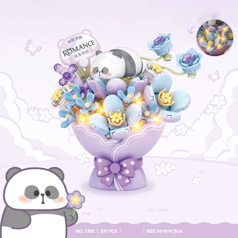 Набор строительных блоков LOZ Panda Bouquet серия «Цветочный букет»: подсолнух и роза With box1
