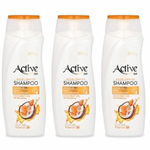 Active Шампунь для волос Care&Beauty, питательный с кокосовым маслом и витамином B5, 350мл, 3шт