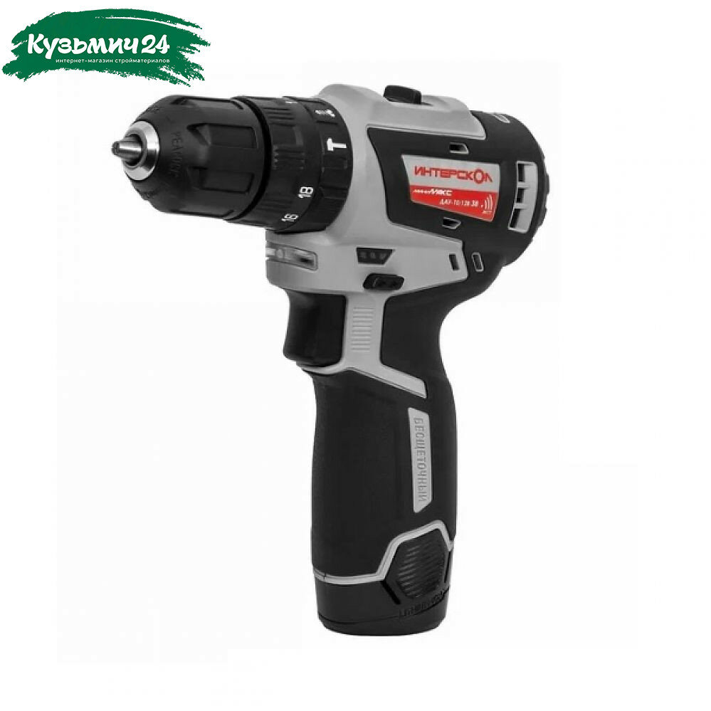 Аккумуляторный шуруповерт ударный Интерскол ДАУ-10/12В 38 12В, 2акк, 2.5Ah+з. у. 767.2.2.45, 1 шт