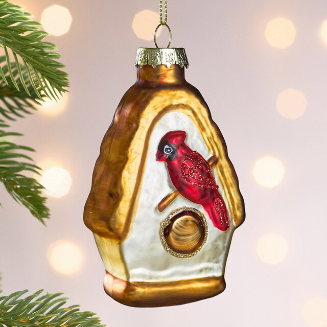 Елочная игрушка Скворечник для птиц - Landford 10 см, стекло, Winter Deco, 5030088