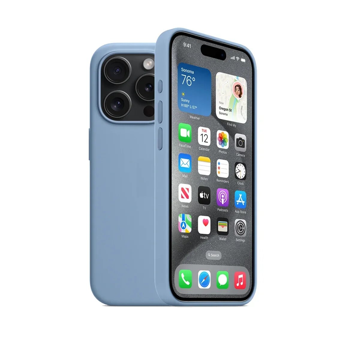 Официальный Жидкий Силиконовый Чехол 1:1 Для iPhone 15 Pro Max, iPhone 15 Pro Max, Голубой, SKY BLUE