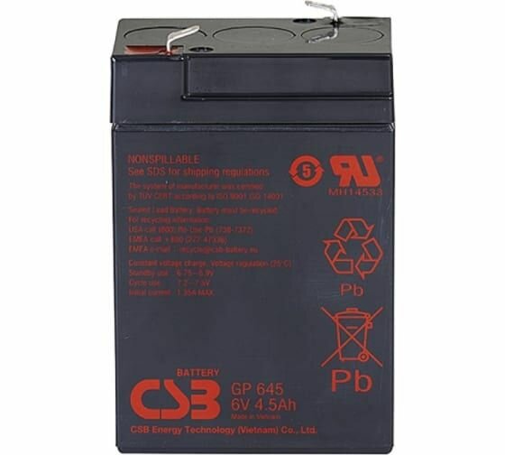 Аккумулятор для ИБП CSB GP645 6В, 4.5 Ач УТ-00001361