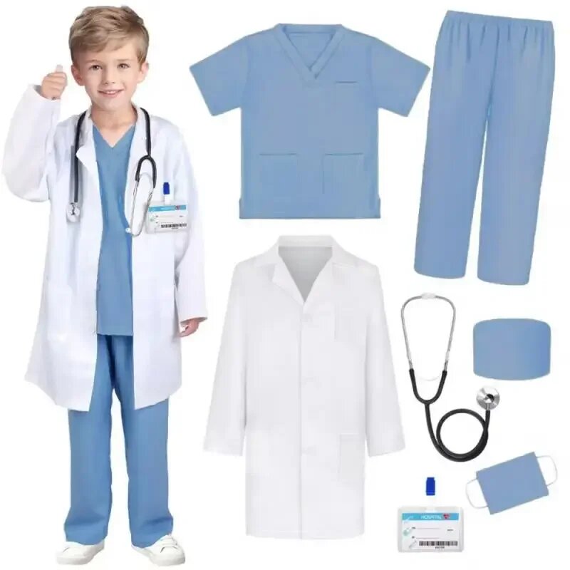 Детский костюм врача и медсестры 7 шт. height 130cm, Blue