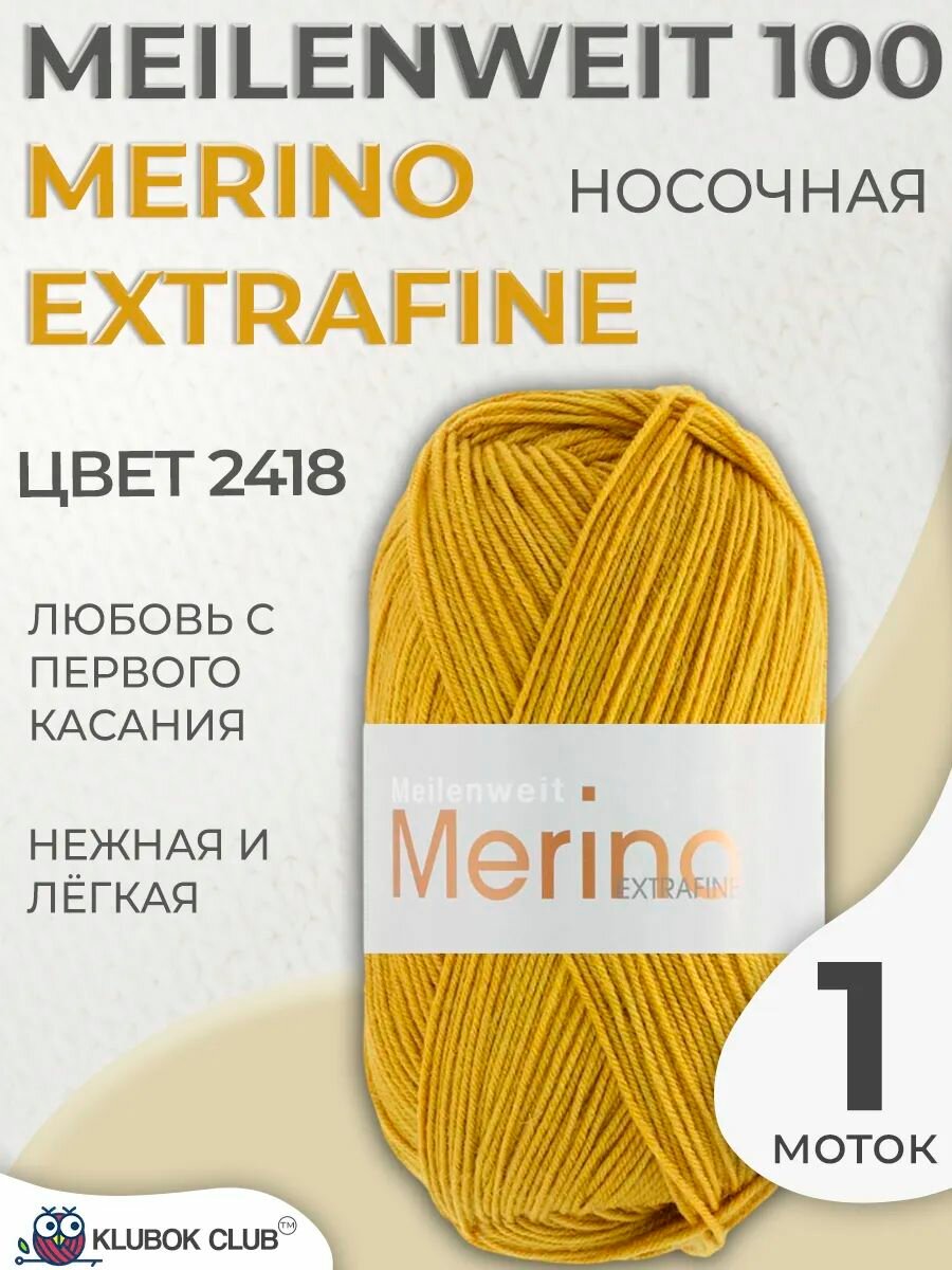 Пряжа для вязания Lana Grossa Meilenweit 100 Merino Extrafine цвет 2418, 1 моток