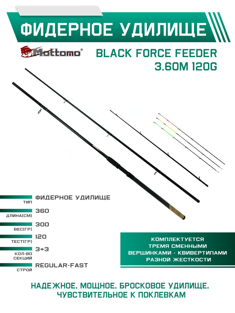 Фидерное удилище Mottomo Black Force Feeder 3.60m 120g на жереха , окуня