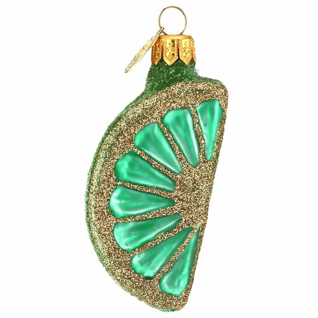 Елочная игрушка фигурка стеклянная "Долька лайма" h7см