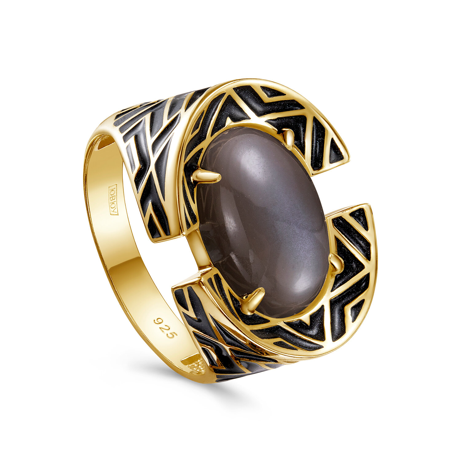 Кольцо, серебро, 925 проба, лунный камень