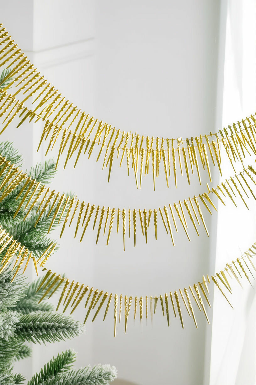 Бусы на ёлку надель, пластик, золотые, 270 см, Winter Deco 1001145