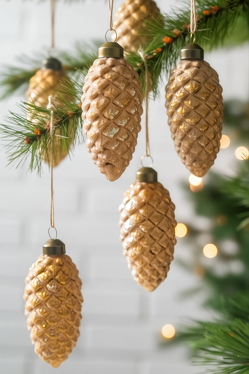 Набор ёлочных украшений шишки 'меллони', стекло, золотистый, 10 см, 6 шт, Winter Deco 4060219