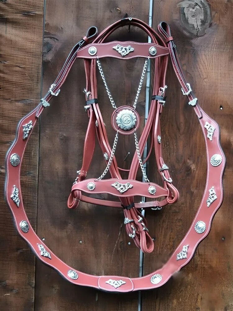 Кожаная уздечка металлический чехол для уздечки