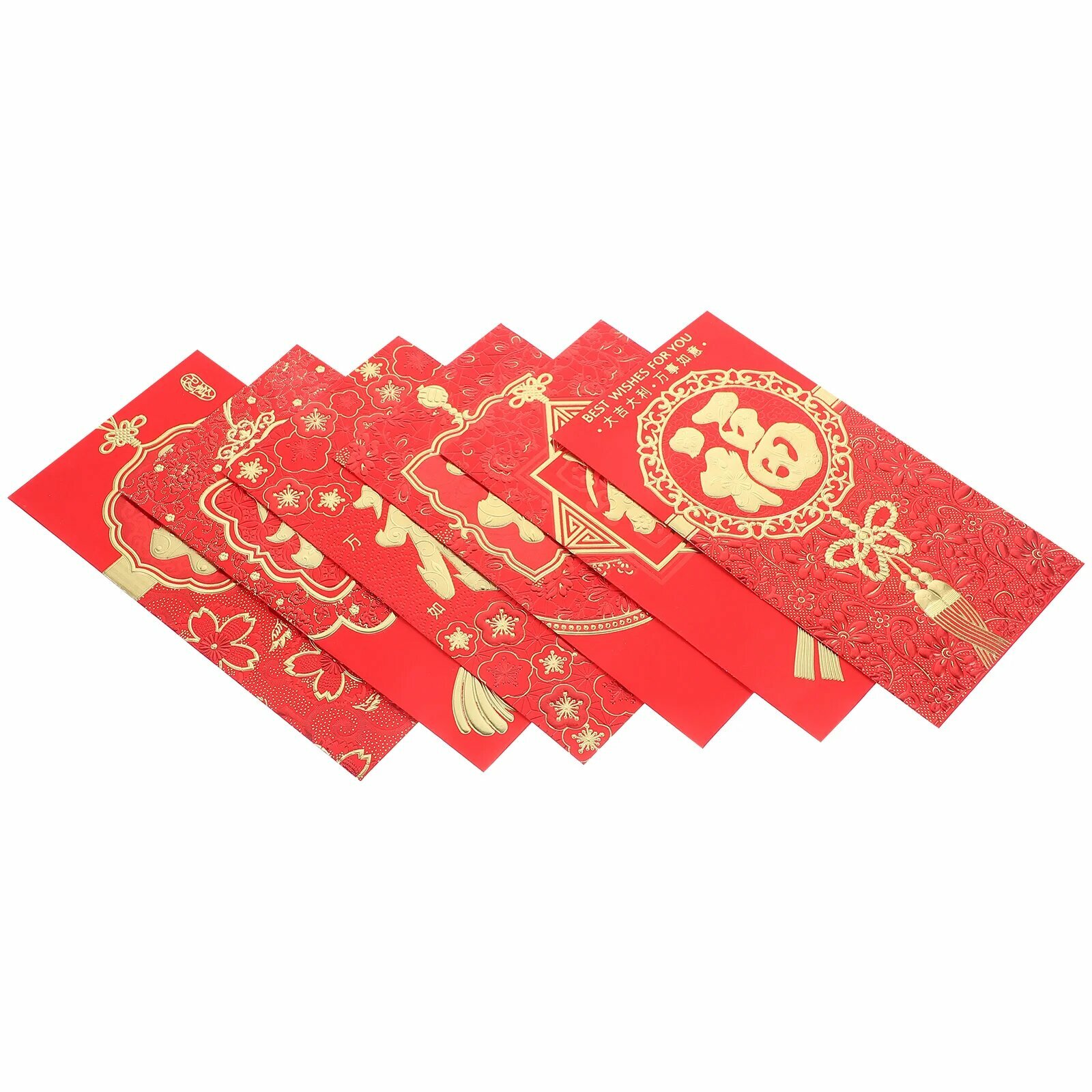 Красные конверты для денег Китайский Новый год 6 шт.