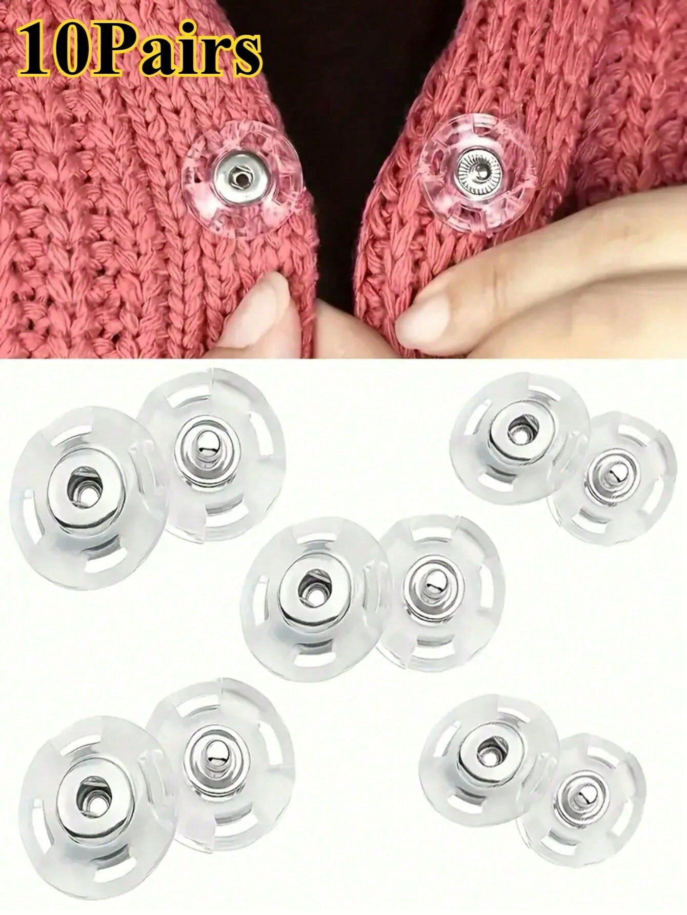 10 пар прозрачных невидимых кнопок, универсальная незаметная застежка для одежды и платьев, набор для быстрого ремонта гардероба и корректировок